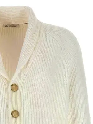 Brunello Cucinelli Ribbed Shawl Collar Cardigan