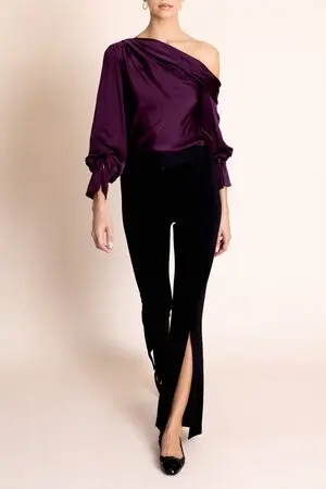 Givenchy High-waist Satin-finish Flared Trousers With Hidden Closure