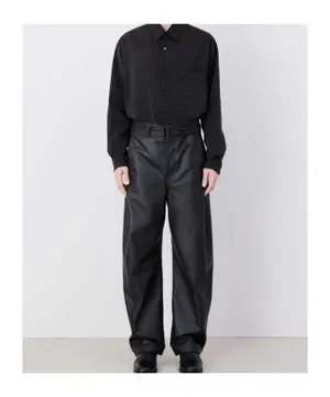 LEMAIRE Curved Leg Leather Trousers - Espresso