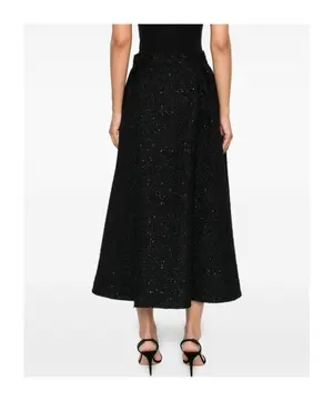 Alessandra Rich Sequin Embellished Pleated Midi Skirt