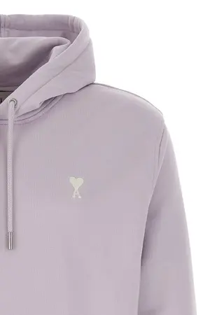 AMI Paris De Coeur Logo Embroidered Hoodie - White