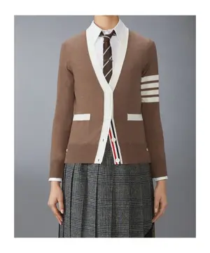 Thom Browne 4-bar Striped V-neck Cardigan