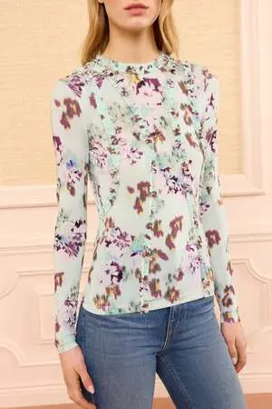 Ulla Johnson Clover Floral Print Ruffle Long Sleeve Top - Oasis