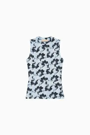 Ulla Johnson Ines Jersey Top With Graphic Print - Ciel