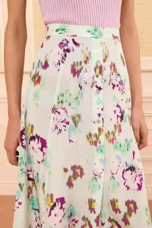 Ulla Johnson Rowan Silk Midi Skirt In Floral Print - Oasis