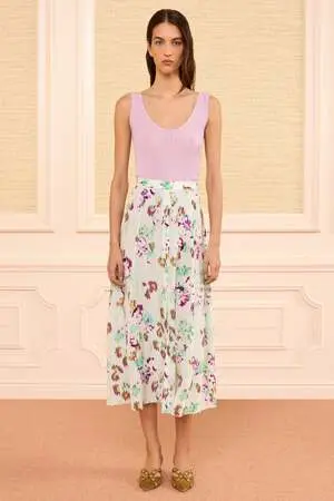 Ulla Johnson Rowan Silk Midi Skirt In Floral Print - Oasis