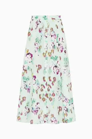 Ulla Johnson Rowan Silk Midi Skirt In Floral Print - Oasis