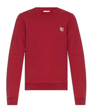 Maison Kitsuné Crewneck Sweatshirt With Fox Head Patch - Red