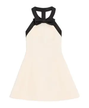 Valentino Garavani Bow Crepe Mini Dress - Vanilla/black