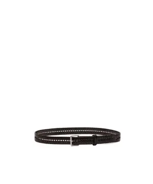 LEMAIRE Braided Belt With Silver Buckle - Dark Brown