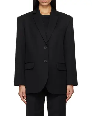 ANINE BING Quinn Single Breasted Oversized Blazer - Black