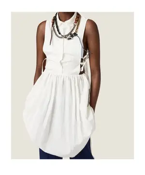 Miu Miu Sleeveless Collared Logo Poplin Dress