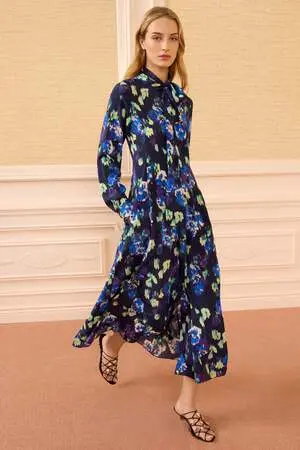 Ulla Johnson Evanthe Silk Printed Midi Dress - Evening Bloom