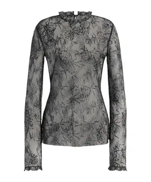 Alberta Ferretti Embroidered Lace Blouse With Sequins
