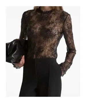 Alberta Ferretti Embroidered Lace Blouse With Sequins