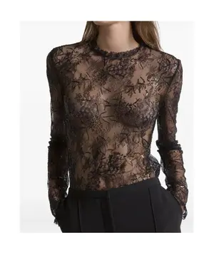 Alberta Ferretti Embroidered Lace Blouse With Sequins