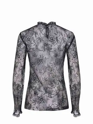 Alberta Ferretti Sequin-embellished Lace Long-sleeve Top - Black