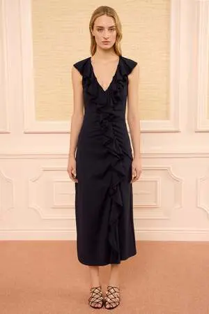 Ulla Johnson Chiara Cotton Ruffle Dress - Midnight