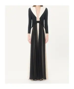 Valentino Garavani Long Sleeve Maxi Dress With Draped Paneling