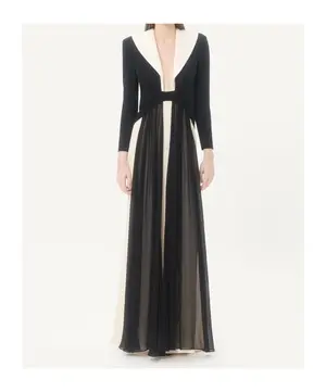 Valentino Garavani Long Sleeve Maxi Dress With Draped Paneling