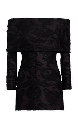 Etro Off-the-shoulder Flocked Stretch-velvet Longline Top