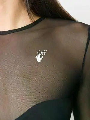 Off-White Sheer Panel Knee-length Dress