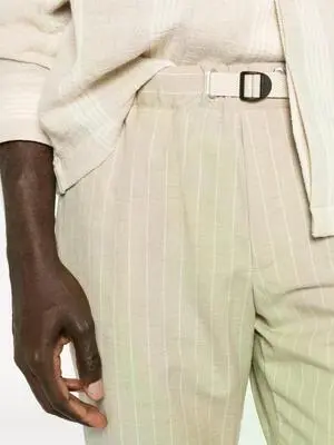 WHITE SAND Striped Belt Trousers