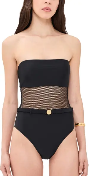 L'Agence Mesh Panel One-piece Swimsuit - Black