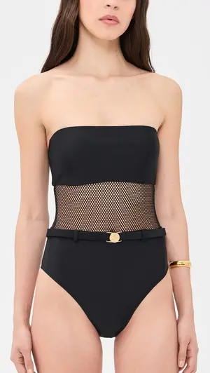 L'Agence Mesh Panel One-piece Swimsuit