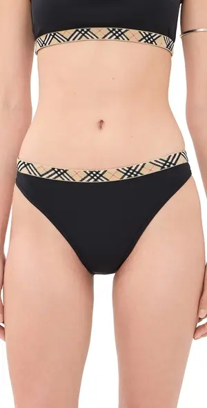 Burberry Check Trim Bikini Bottoms - Black