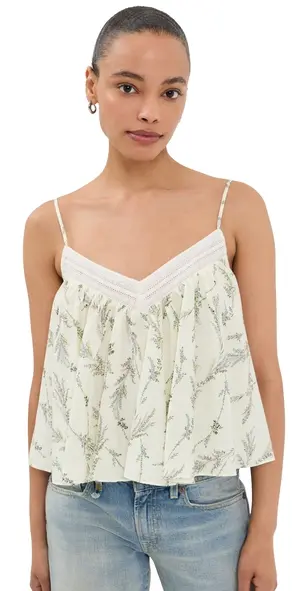Veronica Beard Mariale Floral Print Cotton Silk Voile Top