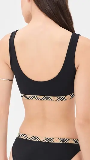 Burberry Check Trim Bikini Top - Black
