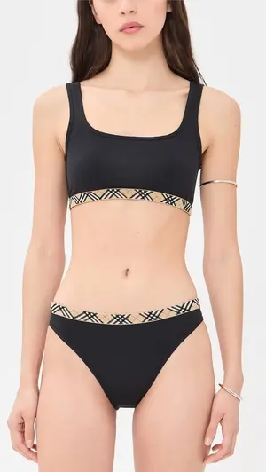 Burberry Check Trim Bikini Top - Black