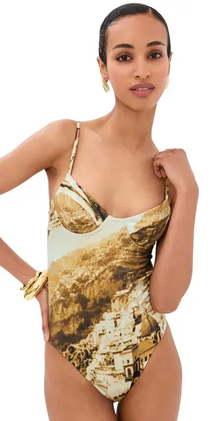 Staud Caroline One Piece Swimsuit - Cliffside
