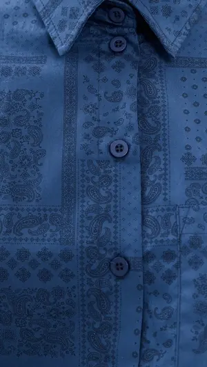 LE BOP Wylie Bandana Print Button-down Shirt - Denim/navy