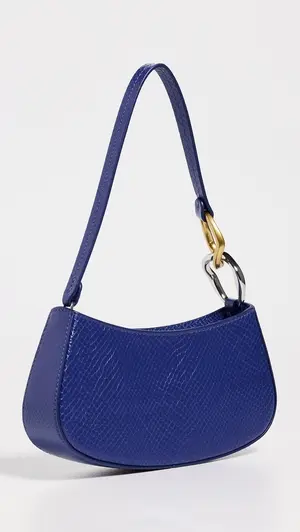 Staud Ollie Croc-embossed Leather Shoulder Bag - Cobalt