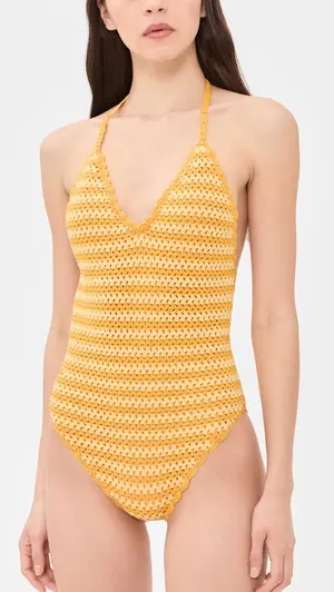 Simkhai Karoline Crochet Halter One-piece