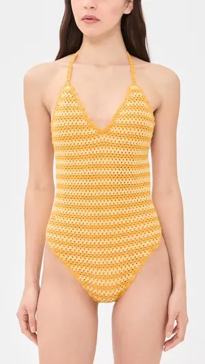 Simkhai Karoline Crochet Halter One-piece