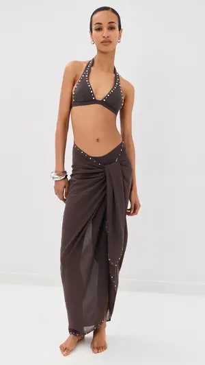 Staud Irina Bikini Top With Embellishments - Espresso Studs