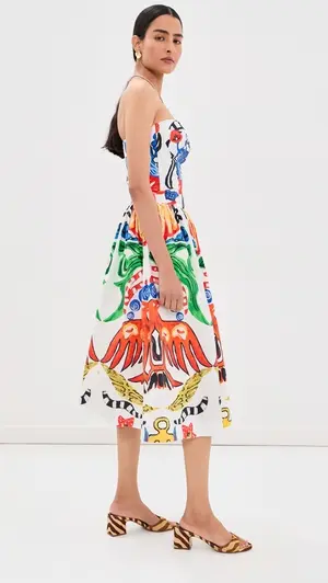 Stella Jean V-neck Midi Dress