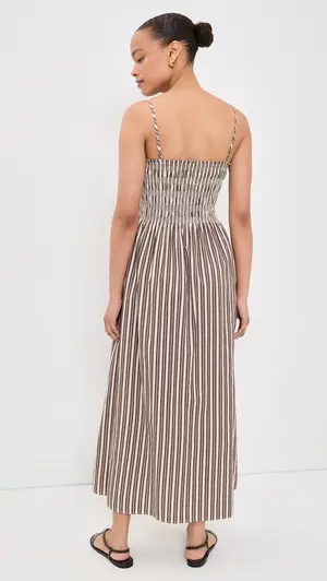 PISTOLA Bianca Striped Smocked Bodice Midi Dress - Java Stripe