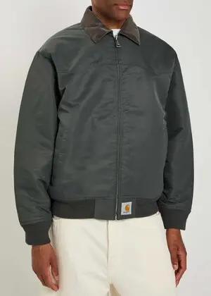 Carhartt Work In Progress Santa Fe Nylon-twill Jacket With Velvet Collar - Charcoal
