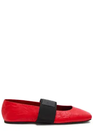 Givenchy Leather Ballet Flats With Logo Appliqu - Red