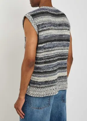 THE ELDER STATESMAN Striped Knit Cashmere-blend Vest