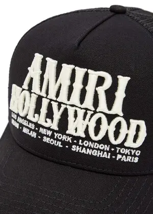 Amiri Hollywood Embroidered Canvas And Mesh Cap
