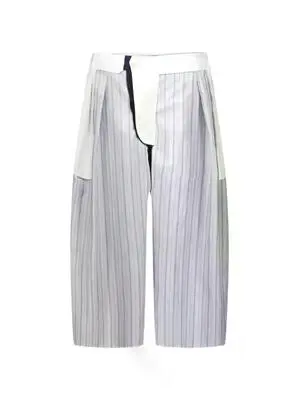 Natasha Zinko Pinstriped Pleated Wide-leg Shorts