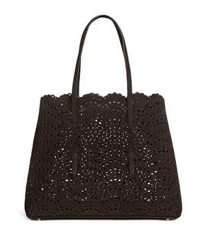 Alaïa Leather Mina Tote Bag With Perforated Detailing - Brown