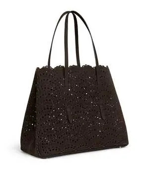 Alaïa Leather Mina Tote Bag With Perforated Detailing - Brown