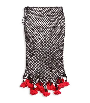 Alaïa Floral Crochet Midi Skirt