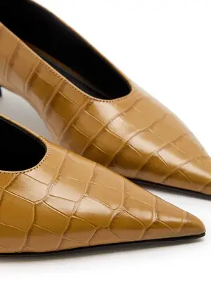 TOTEME 35 Crocodile-effect Leather Pumps - Camel